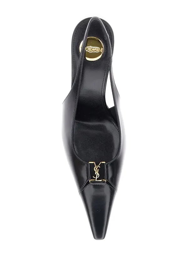 Saint Laurent Babylone' Slingback Pumps With Cut-out Toe And Cassandre Plate - Multicolor