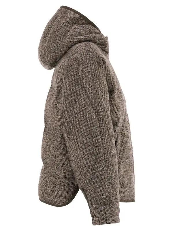 Brunello Cucinelli Reversible Virgin Wool And Silk Down Jacket With Hood