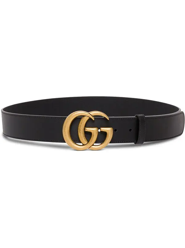 Gucci Black Leather Belt With Gg Logo Buckle - Multicolor