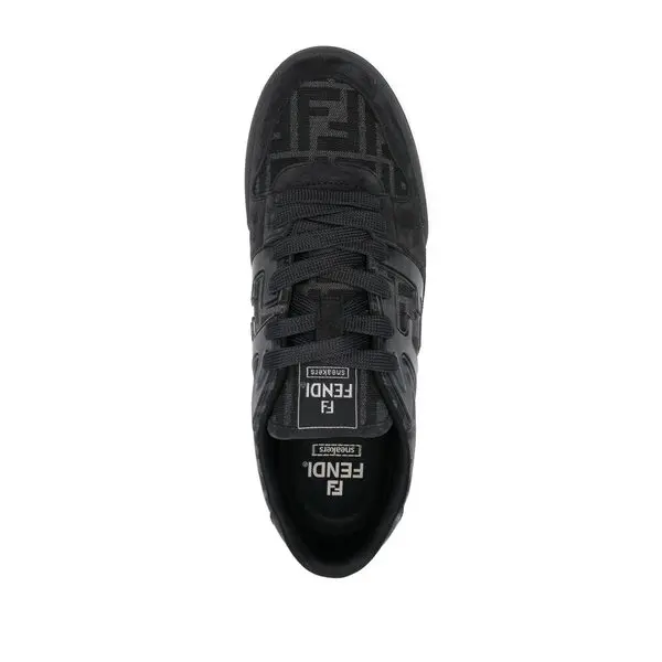 Fendi Charcoal Grey Suede Ff-logo Embroidered Lace-up Low-top Sneakers - Gray