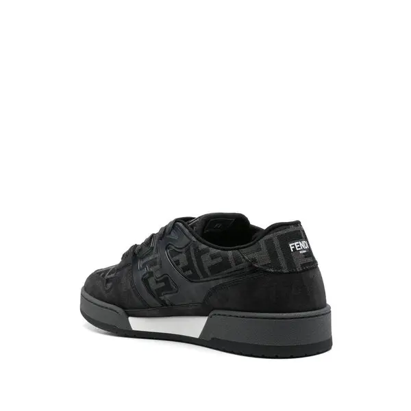 Fendi Charcoal Grey Suede Ff-logo Embroidered Lace-up Low-top Sneakers - Gray