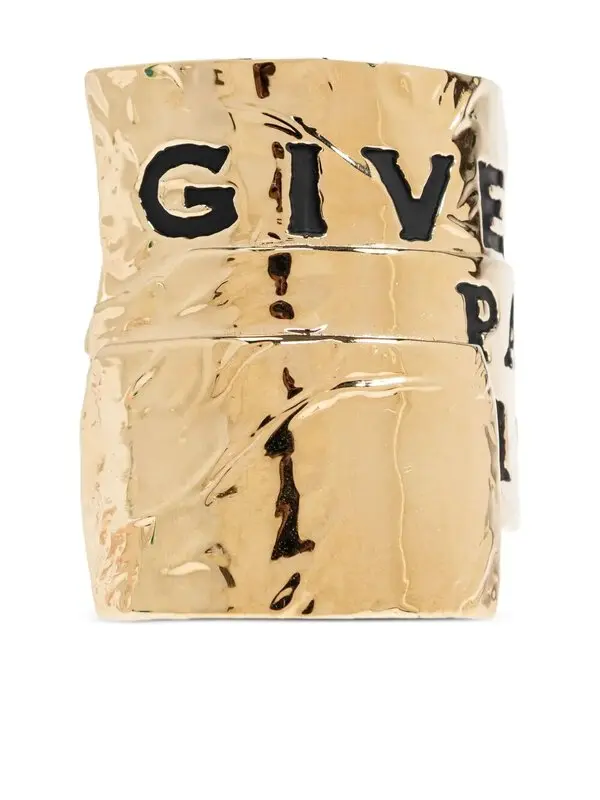 Givenchy Textured Metal Cuff Bracelet With Logo - Silver