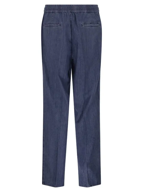 Brunello Cucinelli Lightweight Denim Trousers With Drawstring And Double Pleats