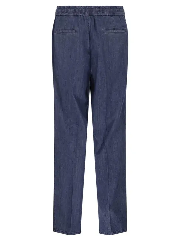 Brunello Cucinelli Lightweight Denim Trousers With Drawstring And Double Pleats