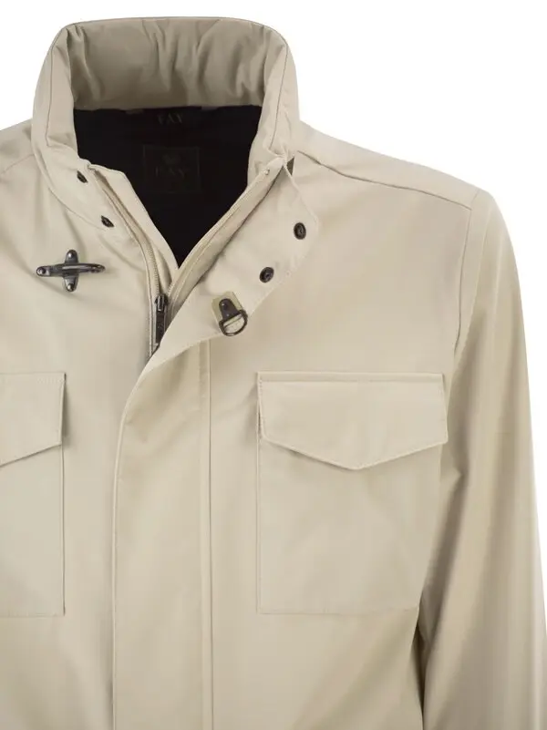 FAY Stretch Nylon Safari Jacket With Detachable Hood - Multicolor