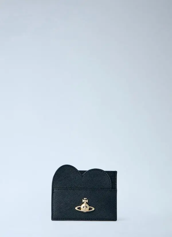 VIVIENNE WESTWOOD Heart Motif Leather Card Holder - Black