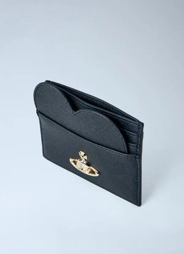 VIVIENNE WESTWOOD Heart Motif Leather Card Holder - Black