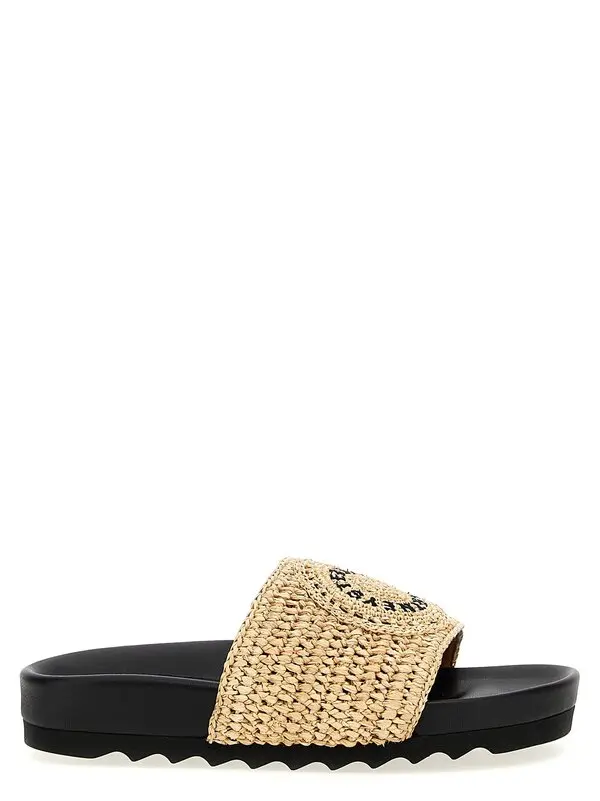 Stella McCartney Elyse Raffia Logo Sandals - Cream