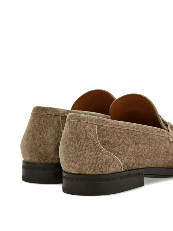 FERRAGAMO Grandioso2 Suede Loafers With Gancini Buckle - Brown
