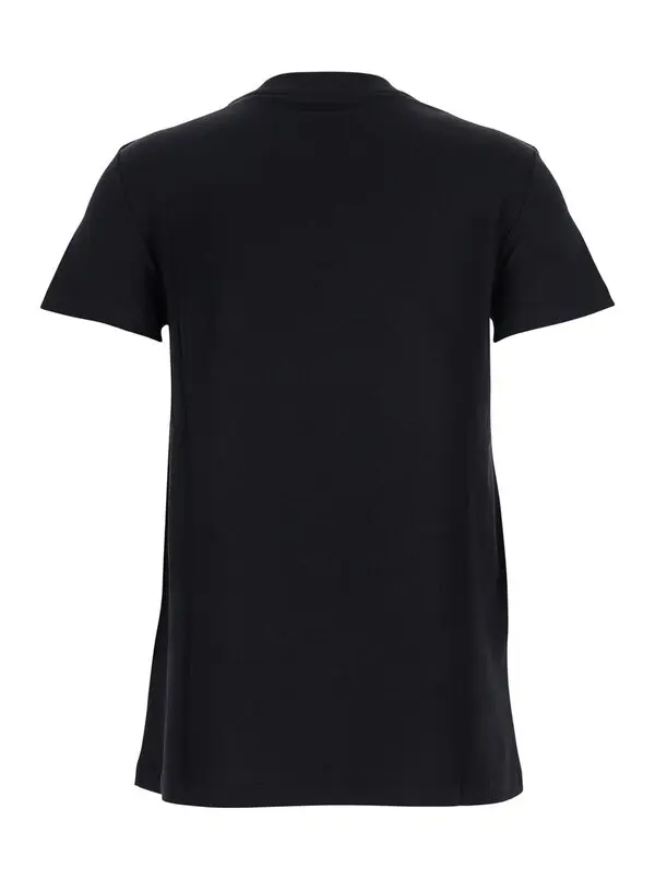 Max Mara Crewneck Cotton T-shirt With Logo - Black