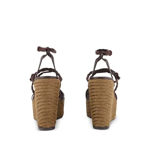 JIMMY CHOO Braided Platform Wedge Sandals - Brown