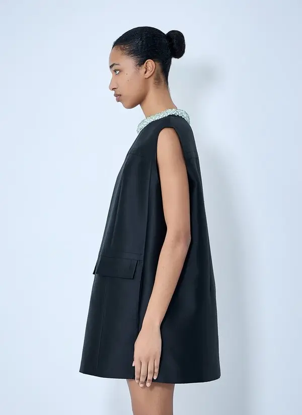 Prada Embellished Sleeveless Dress - Black