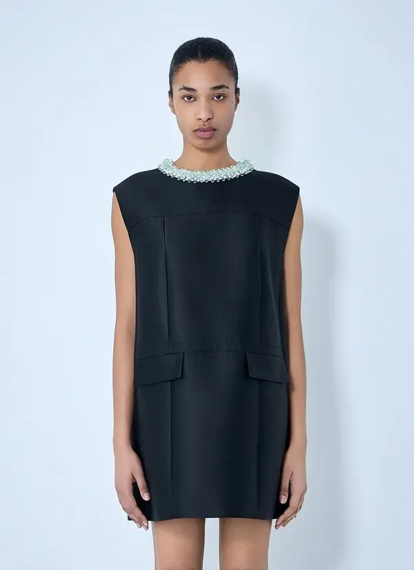 Prada Embellished Sleeveless Dress - Black