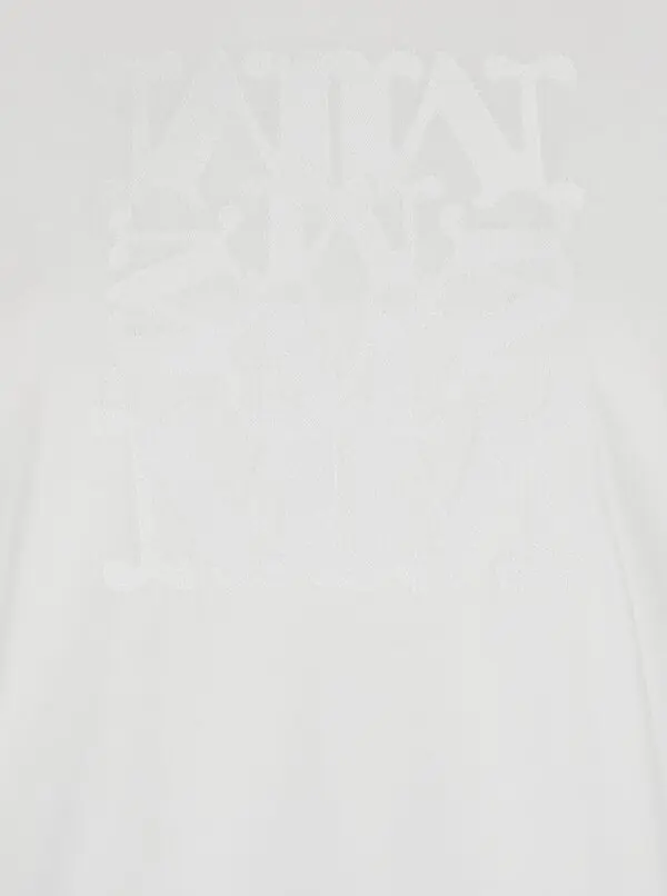 Max Mara Cotton Crewneck T-shirt With Tonal Logo - White