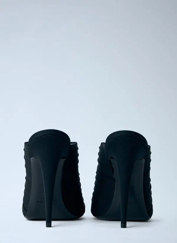 Saint Laurent Emilie Pleated Strap Mules - Black