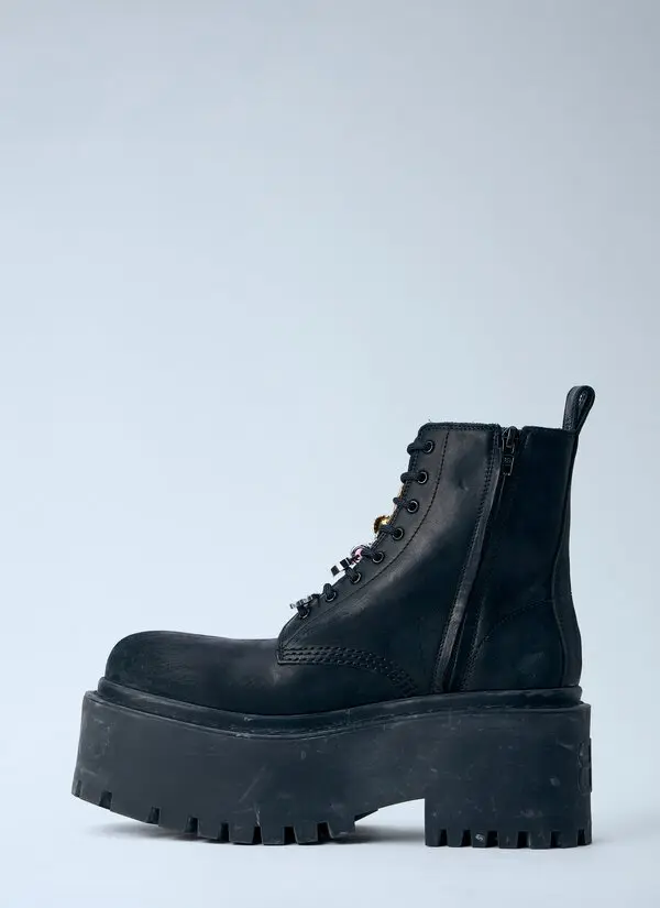 Balenciaga Charm-detail Platform Leather Ankle Boots