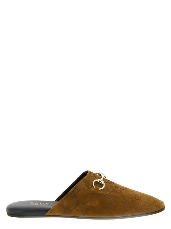 Gucci Gg Suede Mules - Brown