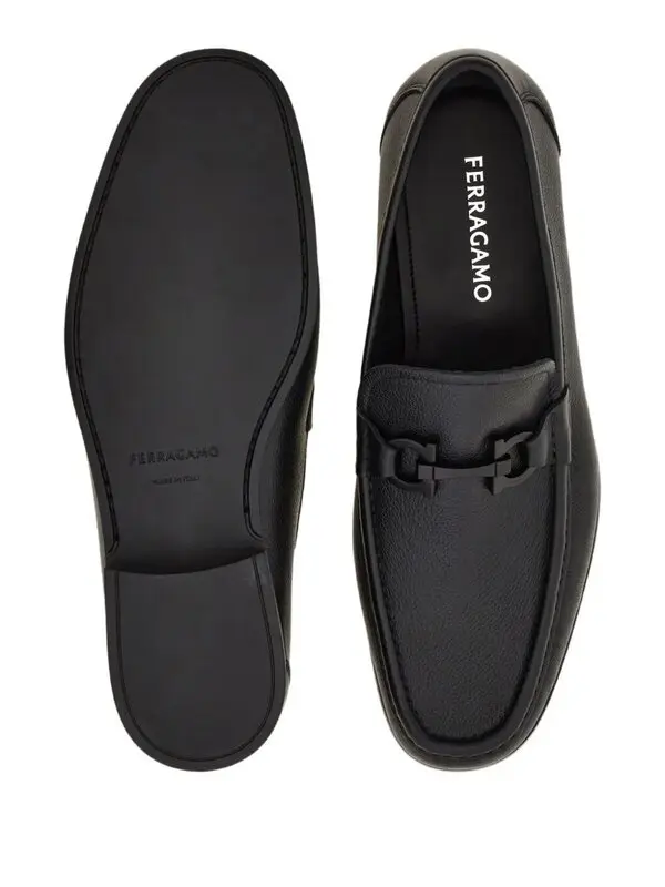FERRAGAMO Grandioso2" Leather Loafers With Gancini Buckle