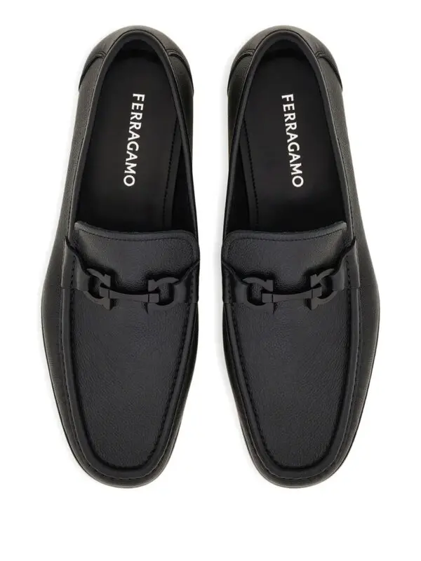 FERRAGAMO Grandioso2" Leather Loafers With Gancini Buckle