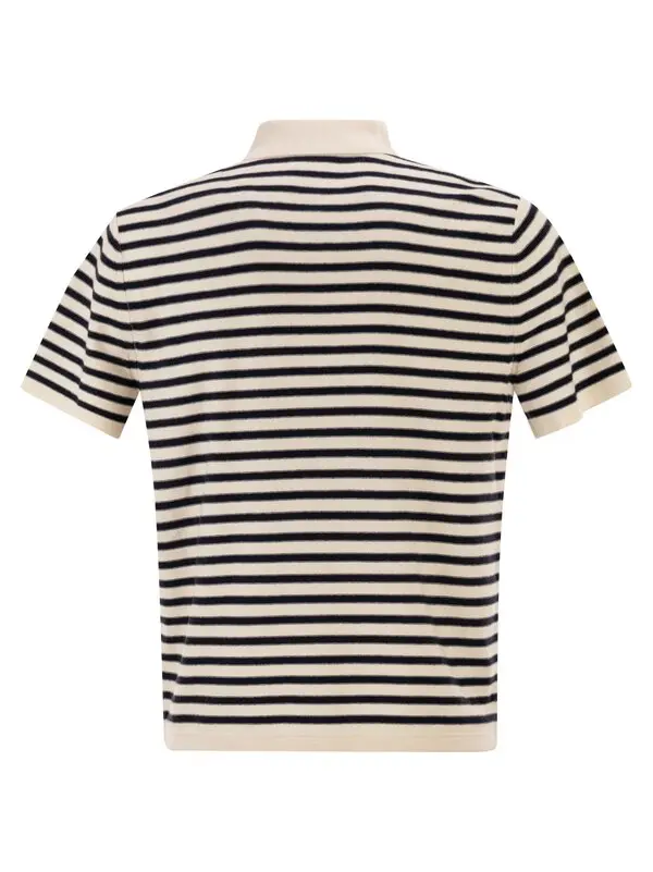 A.p.c. Eliot Striped Polo Shirt In Cotton And Cashmere Blend - Multicolor