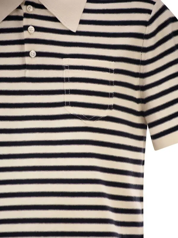 A.p.c. Eliot Striped Polo Shirt In Cotton And Cashmere Blend - Multicolor