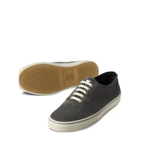 Brunello Cucinelli Grey Reversed Calfskin Low-top Sneakers