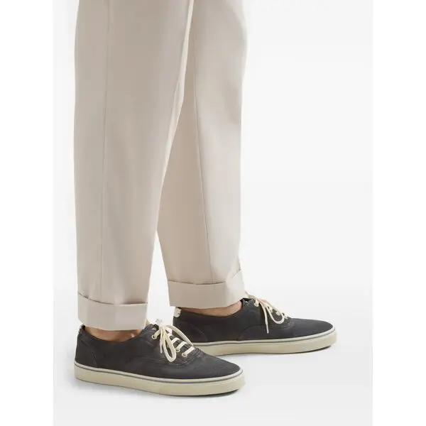 Brunello Cucinelli Grey Reversed Calfskin Low-top Sneakers