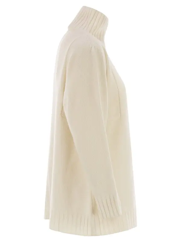 Max Mara Oversized Cashmere Turtleneck - White