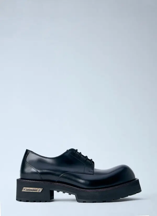 Balenciaga Derby Shoes In Polished Leather With Chunky Lug Sole