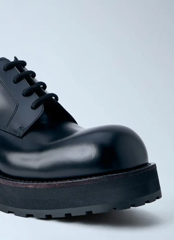 Balenciaga Derby Shoes In Polished Leather With Chunky Lug Sole