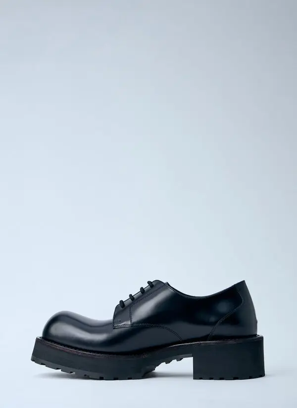 Balenciaga Derby Shoes In Polished Leather With Chunky Lug Sole