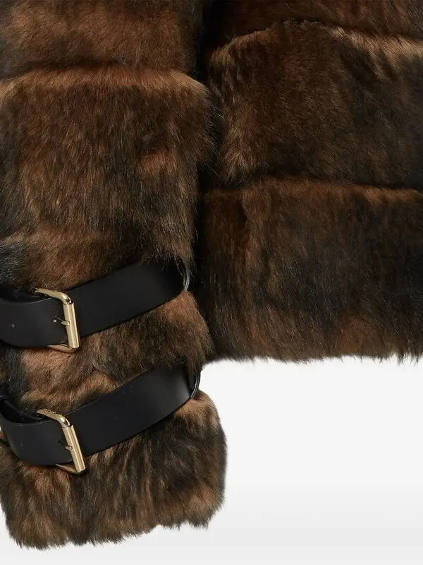 Fendi Shearling Jacket With Leather Detailing - Brown