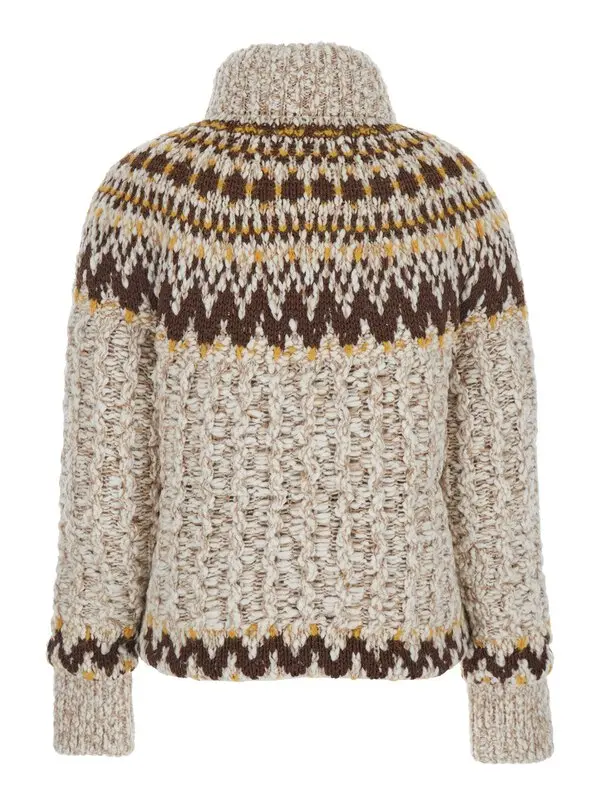 Moncler Geometric Motif Wool Blend Knit Jacket