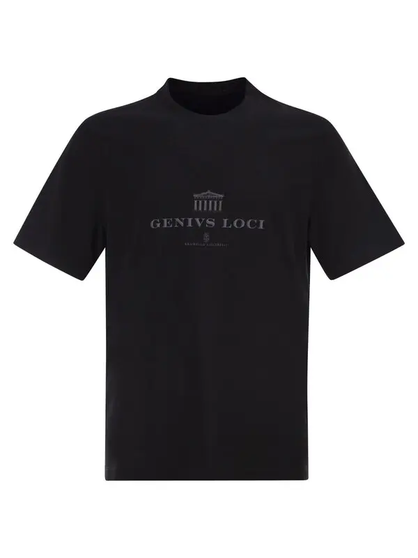 Brunello Cucinelli Cotton Jersey Crew Neck T-shirt With Print - Black