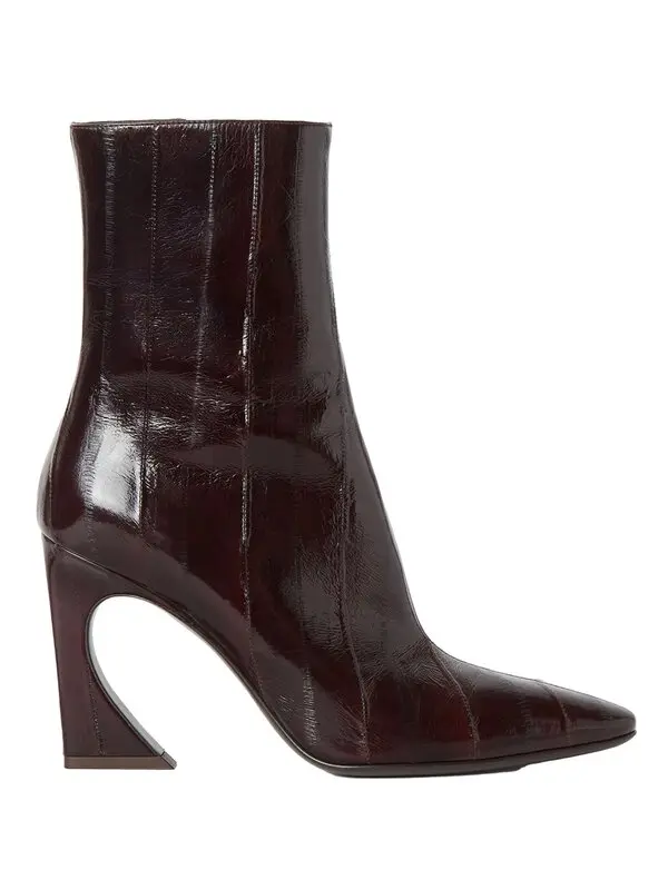 Fendi Arco Leather Zip-up Heeled Boots - Brown