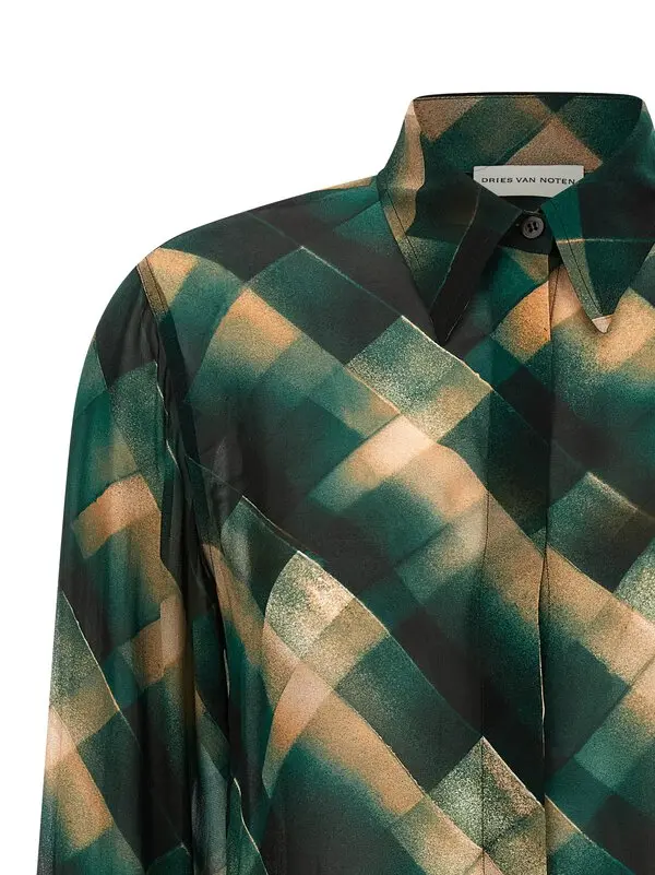 Dries Van Noten Printed Sheer Viscose Shirt