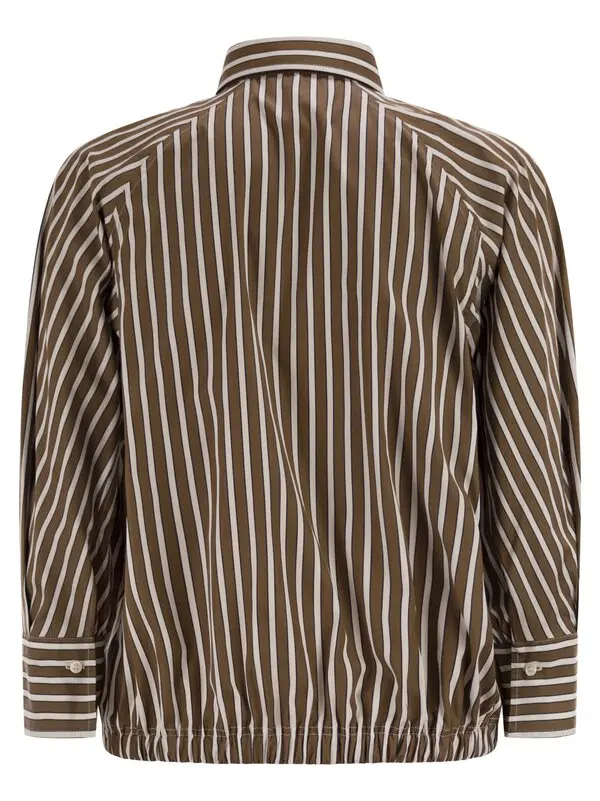 Brunello Cucinelli Striped Cotton Shirt With Elasticated Hem