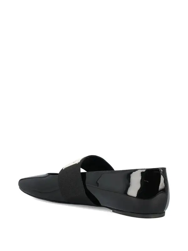 Givenchy Sliced Square Ballerinas In Patent Leather - Black