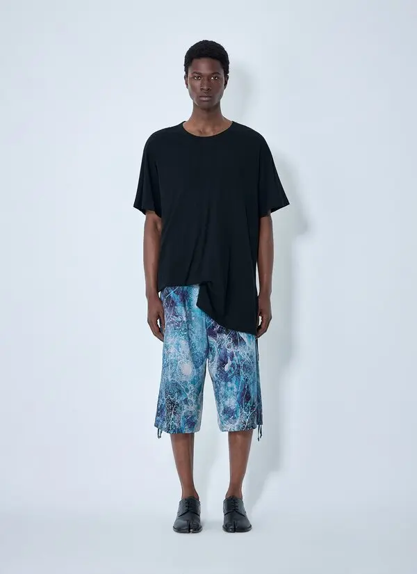 Yohji Yamamoto Cropped Wide-leg Silk Shorts With Drawstring Waist