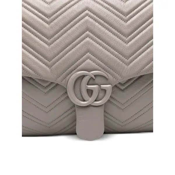 Gucci Grey Chevron Pattern Leather Shoulder Bag