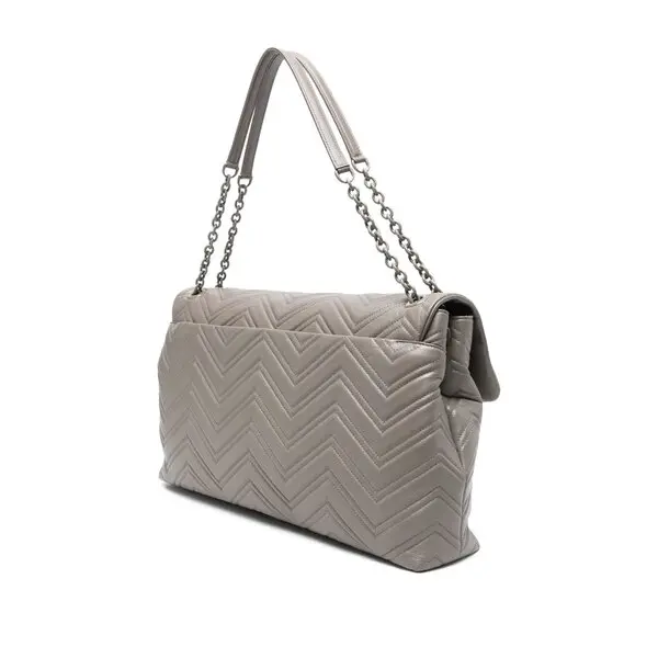 Gucci Grey Chevron Pattern Leather Shoulder Bag