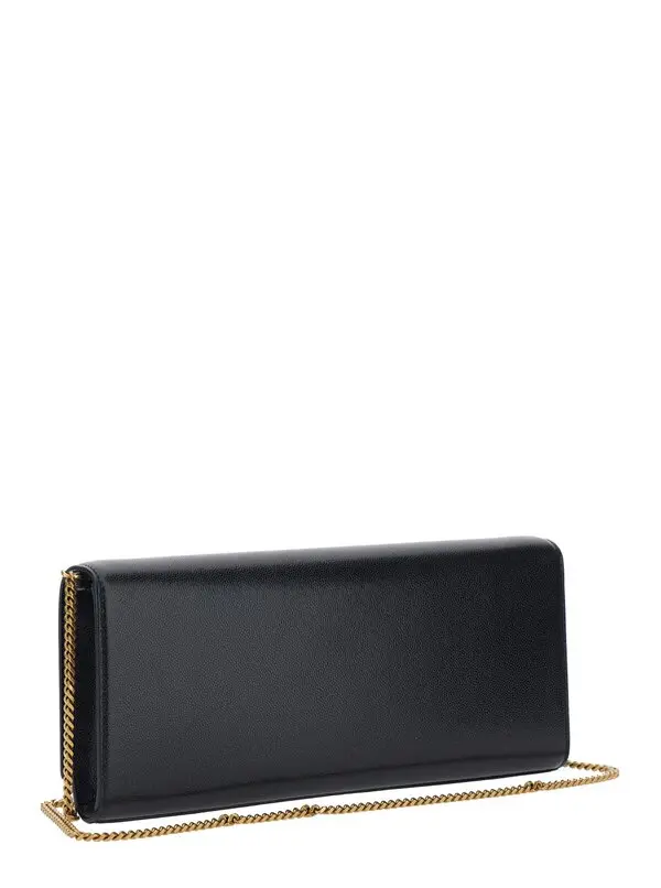 Saint Laurent Kate Shoulder Bag With Chain Strap And Cassandre Plate - Black
