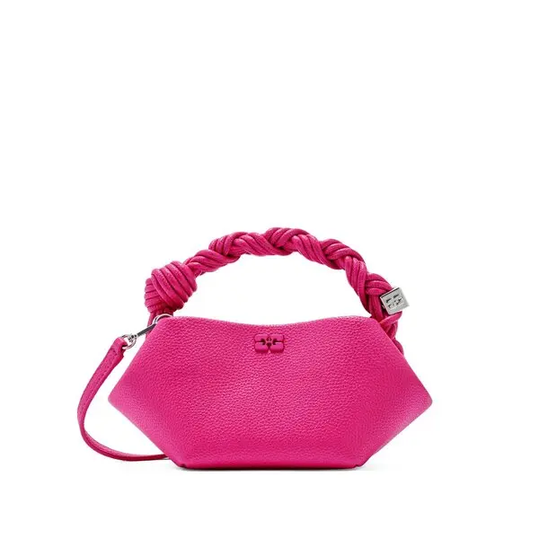 GANNI Tote Bag With Braided Top Handle And Silver-tone Hardware - Pink