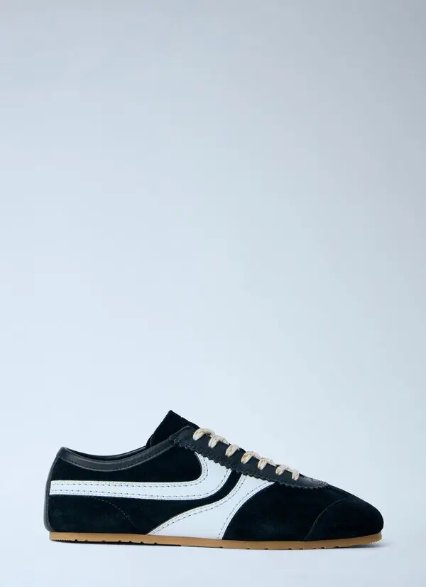 Dries Van Noten Suede Trimmed Low Top Sneakers - Black