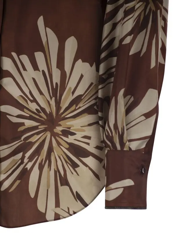 Brunello Cucinelli Silk Floral Print Shirt - Multicolor