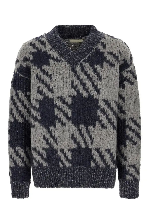 Dries Van Noten Houndstooth V-neck Knitwear