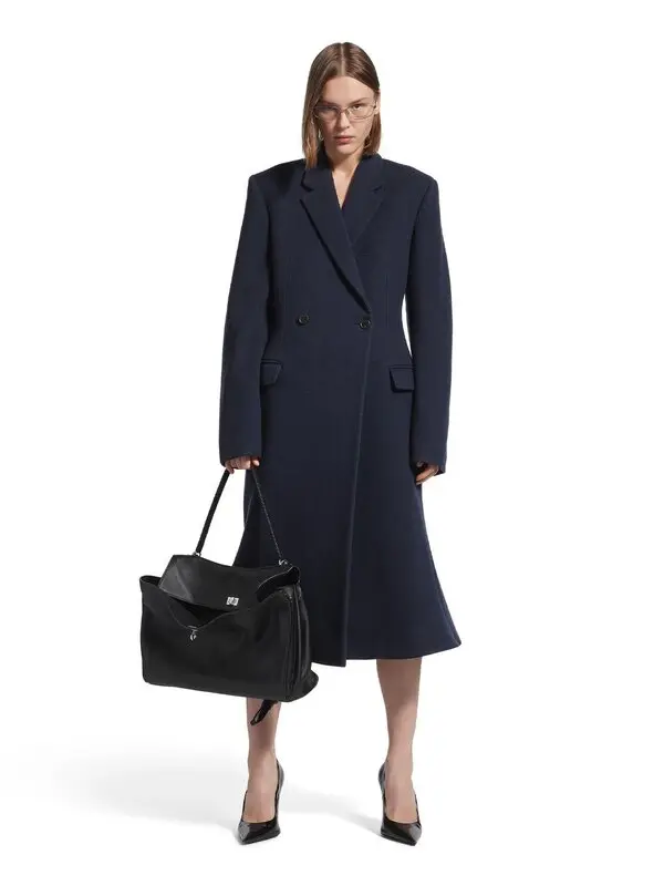 Balenciaga Godet Brushed Wool Midi Coat