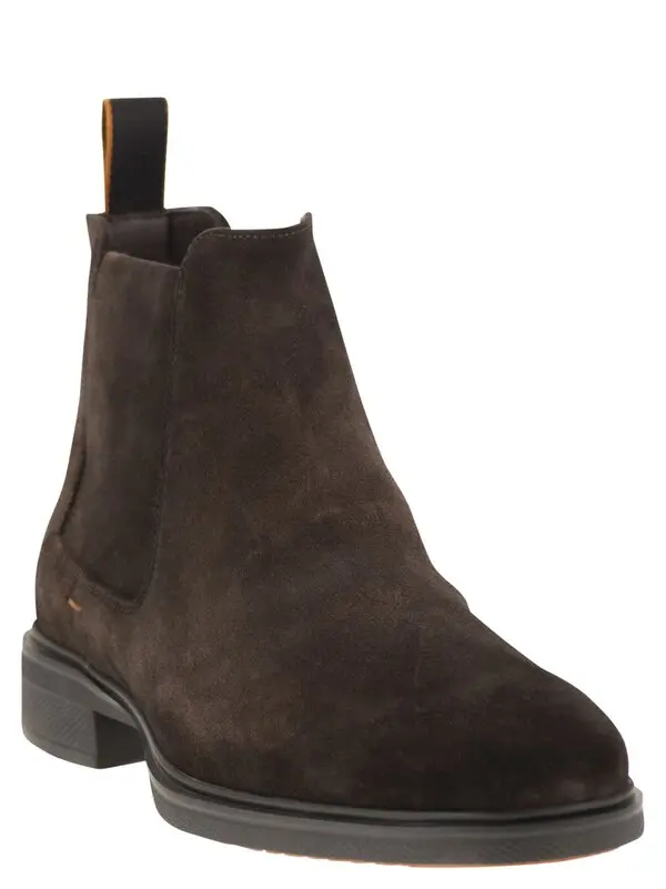 Santoni Suede Chelsea Boot - Brown
