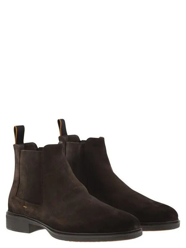Santoni Suede Chelsea Boot - Brown