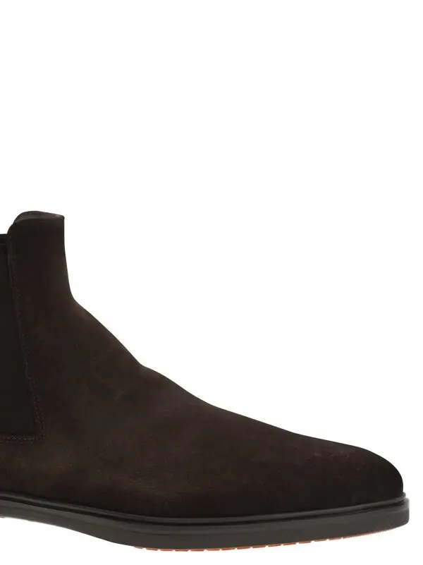 Santoni Suede Chelsea Boot - Brown